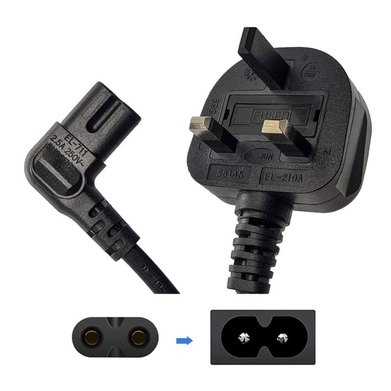 Figure 8 TV Power Cord – IEC C7 – 1M Black – Alfa Traders UK