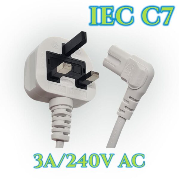 Figure 8 TV Power Lead – IEC C7 – 3M White – Alfa Traders UK