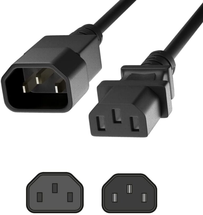 PC Power Cable – IEC C14 to IEC C13 – 2M Black – Alfa Traders UK
